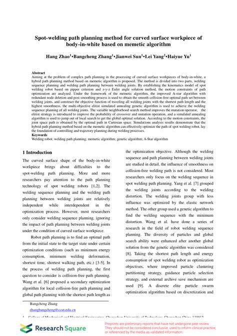 Pdf Spot Welding Path Planning Method For Curved Surface Workpiece Of
