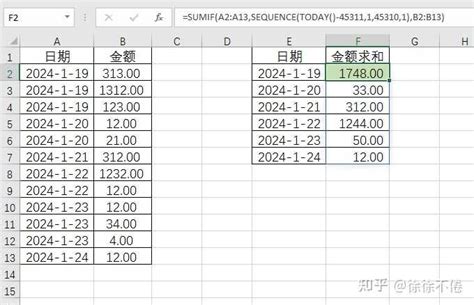excel用sequence自动补充每天日期该怎么给每个日期求和？ 知乎
