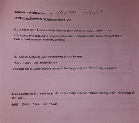 Solved Theoretical Calculations Deadline Chegg