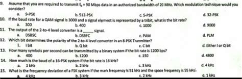Solved 9 Assume that you are required to transmitい90 Mbps Chegg com