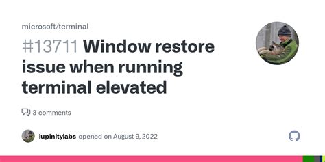 Window Restore Issue When Running Terminal Elevated · Issue 13711 · Microsoftterminal · Github