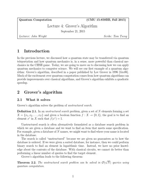 Grover Lecture04 Pdf Time Complexity Quantum Computing