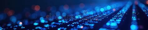 Binary Code Streams Across Screen Glowing Blue Stream Internet Stock