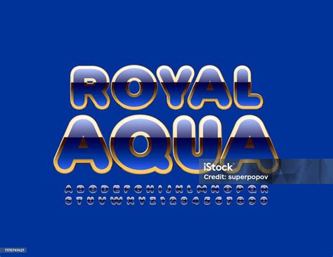 벡터 세련 된 엠 블 럼 로얄 아쿠아입니다 파란색과 황금 색 대문자 알파벳 0명에 대한 스톡 벡터 아트 및 기타 이미지 0명 건강한 생활방식 건강한 식생활 Istock