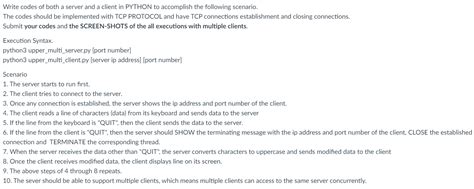 Solved Write Codes Of Both A Server And A Client In Python Chegg