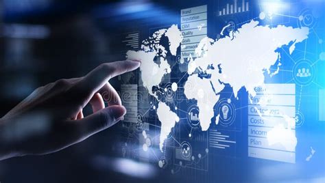 Business And Marketing Strategy Dashboard Data Analysis Control Panel On Virtual Screen Stock