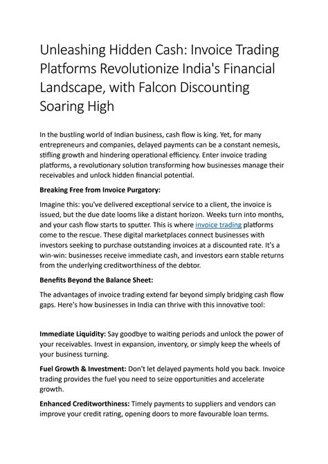 Unlock Fast Cash Flow Top Invoice Trading Platforms In India Get Paid Now By Falcon Invoice