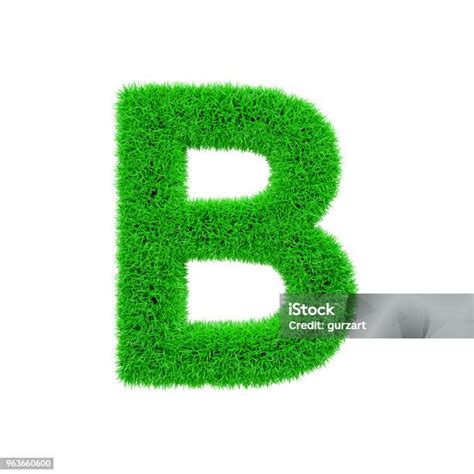 알파벳의 편지는 대문자 B입니다 신선한 녹색 잔디 잔디 글꼴에 의하여 이루어져 있다 3d 렌더링에 고립 된 흰색 배경 0명에 대한 스톡 사진 및 기타 이미지 Istock