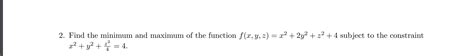 Solved 2 Find The Minimum And Maximum Of The Function Fx