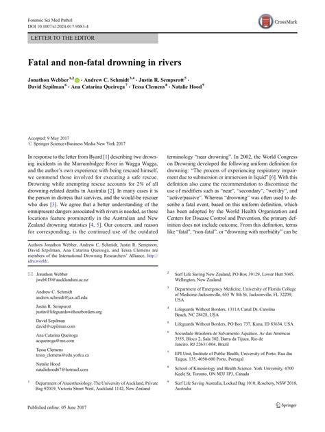 Pdf Fatal And Non Fatal Drowning In Rivers