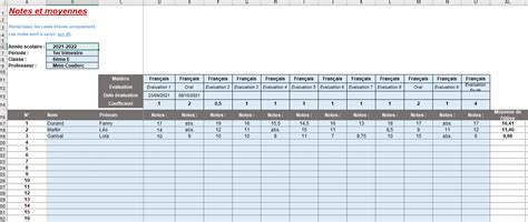 Calcul Moyenne De Note Avec Coefficient Trame Excel