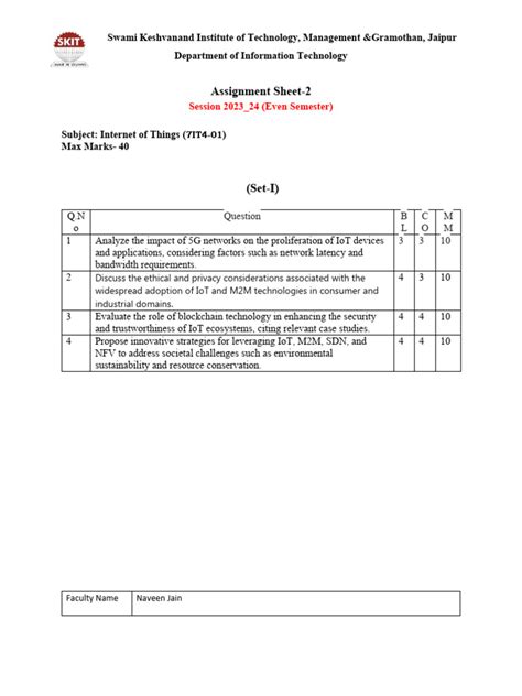 assignment sheet ii iot 2023 24 pdf internet of things