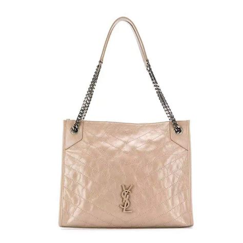 Saint Laurent Ysl Women Niki Medium Shopping Bag In Crinkled Vintage