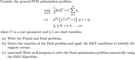 Solved Consider The General Svm Optimization Problem