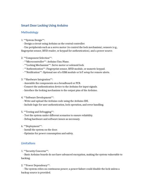 Smart Door Locking Using Arduino Pdf