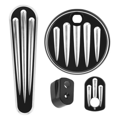 Duokon Stripe Style Fuel Tank Door Dash Insert Ignition Cap Silver
