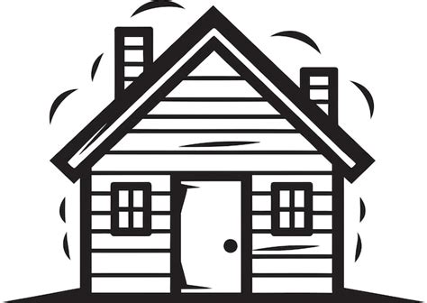 Rustic Log Cabin Vector Art Featuring A Large Deck And Overgrown Garden Pathway Premium AI