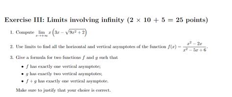 Solved Exercise Iii Limits Involving Infinity 2×10 5 25