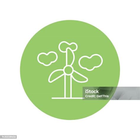 재생 가능 풍력 에너지 벡터 아이콘 일러스트 라인 컬러 Eps 10 풍차에서 전기로 변환 전력 환경 인식 기호 환경의 날 개념 웹 앱 개발자를 위해 흰색으로 격리 개념에