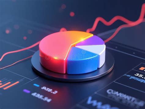 A 3d Icon Of A Pie Chart With Glowing Segments In Corporate Colors