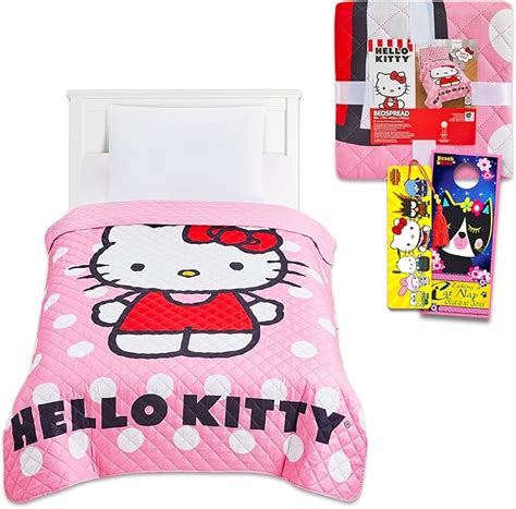 Hello Kitty Twin Bedding Set Quilted Bedspread Plus Decal