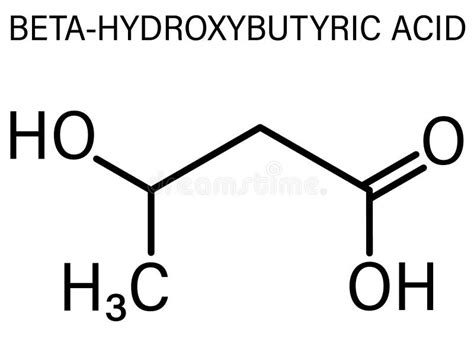 Beta Hydroxybutyric Acid Or Beta Hydroxybutyrate Molecule Skeletal Formula Stock Vector