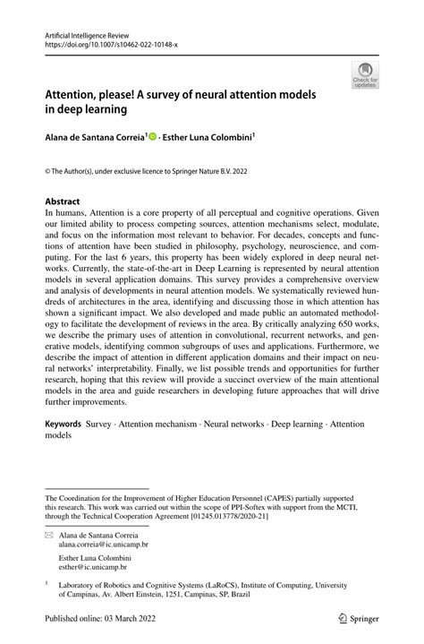 Pdf Attention Please A Survey Of Neural Attention Models In Deep Learning