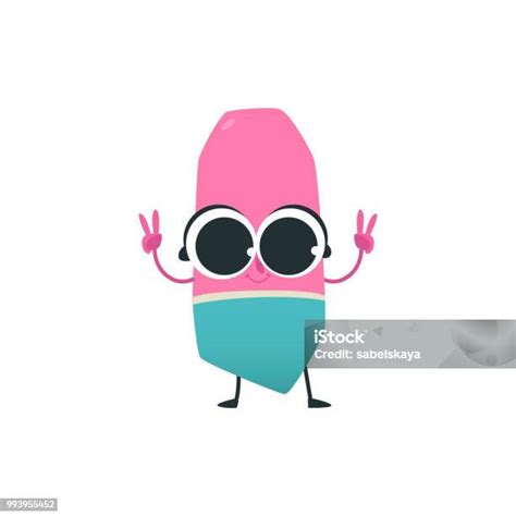 평화와 귀여운 지우개 만화 캐릭터 손 제스처 흰색 배경에 고립 개념에 대한 스톡 벡터 아트 및 기타 이미지 개념 고무