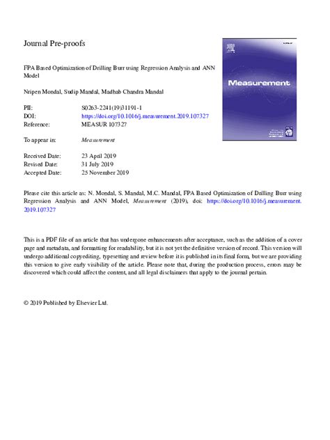 Pdf Fpa Based Optimization Of Drilling Burr Using Regression Analysis And Ann Model