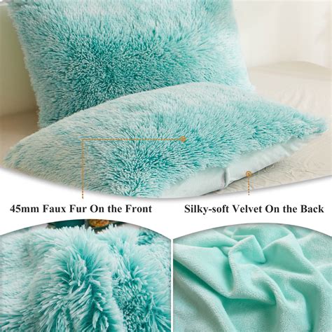 Xege Soft Plush Pillow Shams Faux Fur Throw Pillow Covers Shaggy