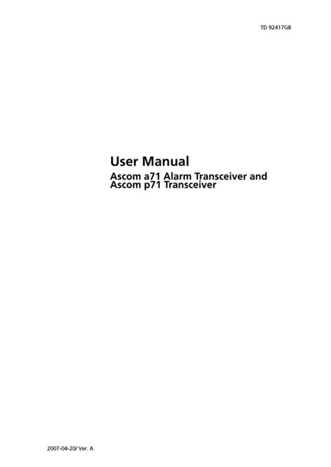Ascom A And P User Manual Ver A April PDF Download