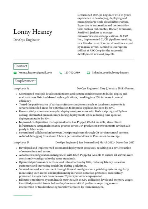 DevOps Engineer Resume CV Example And Writing Guide