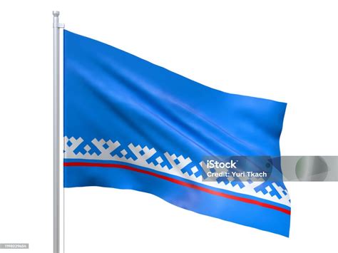 야말 네네츠 자치구 깃발흰색 배경에 흔들리는 깃발 가까이 고립 3d 렌더링 0명에 대한 스톡 사진 및 기타 이미지 Istock