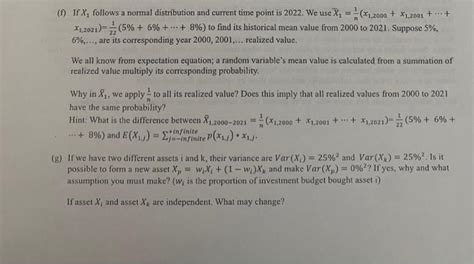 Solved In The Mean Variance Analysis The Mean Is The Chegg