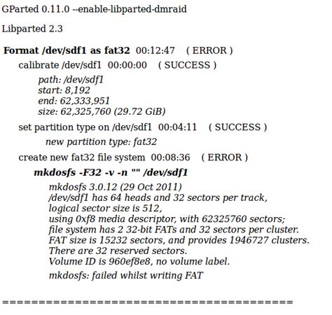 Gparted Cannot Format A Corrupted 32gb Sd Card Unix And Linux Stack
