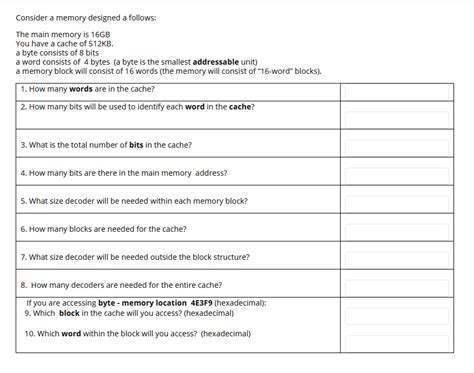 Solved Consider A Memory Designed A Follows The Main Memory