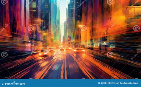 Generative Ai Urban Symphony A Vibrant Tapestry Of Abstract Traffic