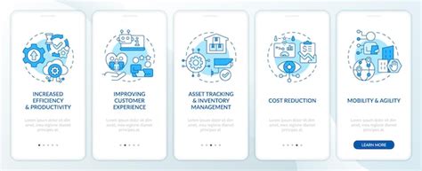 Premium Vector Iot Business Advantages Blue Onboarding Mobile App Screen