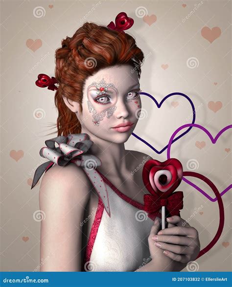 Cute Young Redhead In Love Stock Illustration Illustration Of