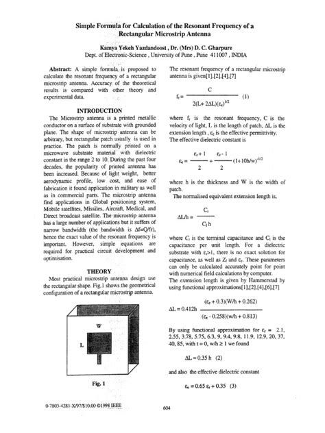 A Simple Formula For The Calculation Of The Resonant Frequen Pdf