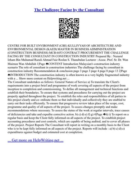 The Challenge Facing By The Consultant Pdf