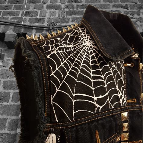 Spider Web Patch Screen Printed Patch Horror Punk Black Metal Goth Etsy Uk Punk Outfits