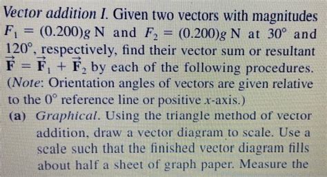 Solved Vector Addition 1 Given Two Vectors With Magnitudes Chegg Com