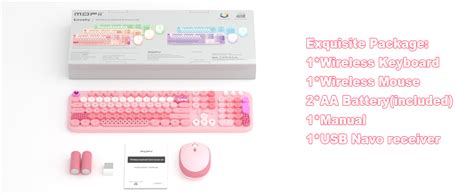Wireless Keyboard And Mouse Mofii 104 Round Keys Lovely Full Size Cute Colorful