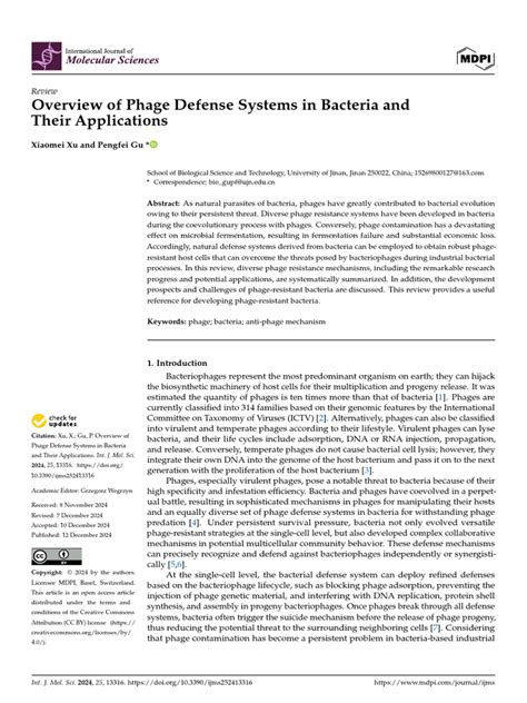 Overview Of Phage Defense Systems In Bacteria And Their Applications Pdf Restriction Enzyme