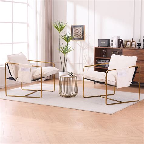 Sling Accent Chair Living Room Set Of 2 Metal Framed Armchair With
