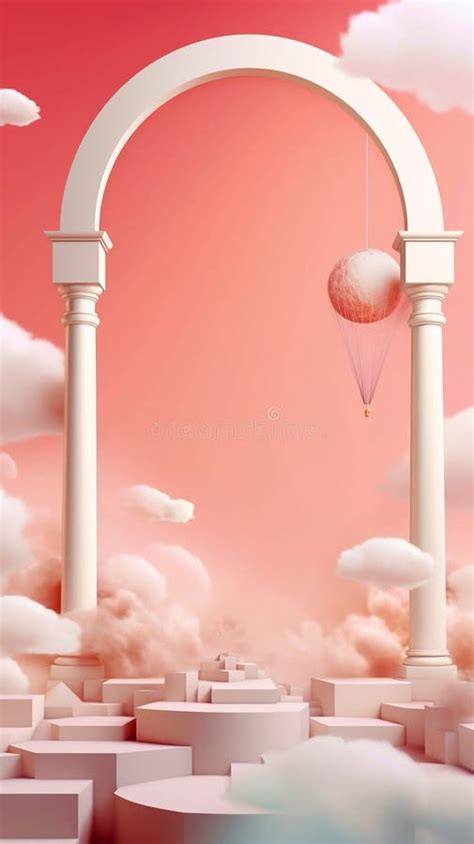 The Elevated Elegance Of Sky Podium Display With Serene Cloudy Backdrop Stock Illustration