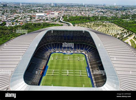 Aerial View Of Bbva Stadium Home Of The Monterrey Soccer Club