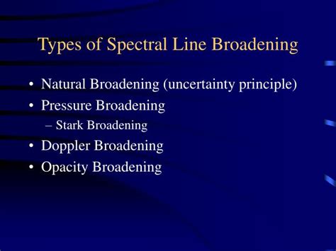 Ppt Comparison Of Stark Broadening And Doppler Broadening Of Spectral Lines In Dense Hot