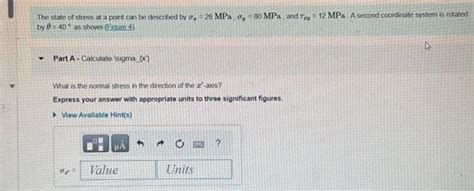 Solved Equivalent Stresses In A Rotated Coordinate System
